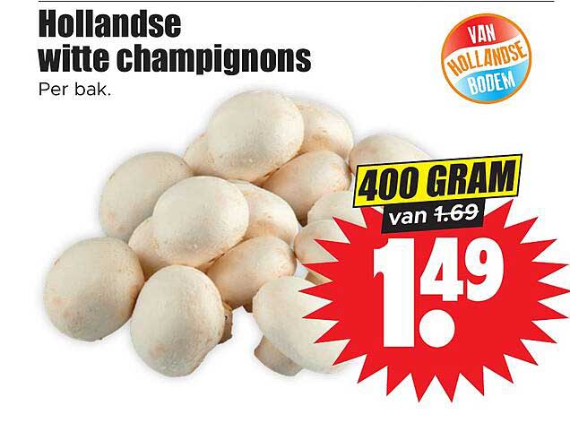 Hollandse Witte Champignons aanbieding bij Dirk