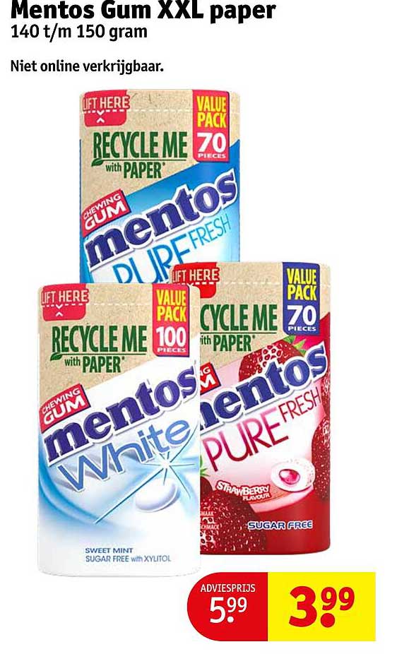 Mentos Gum Xxl Paper aanbieding bij Kruidvat