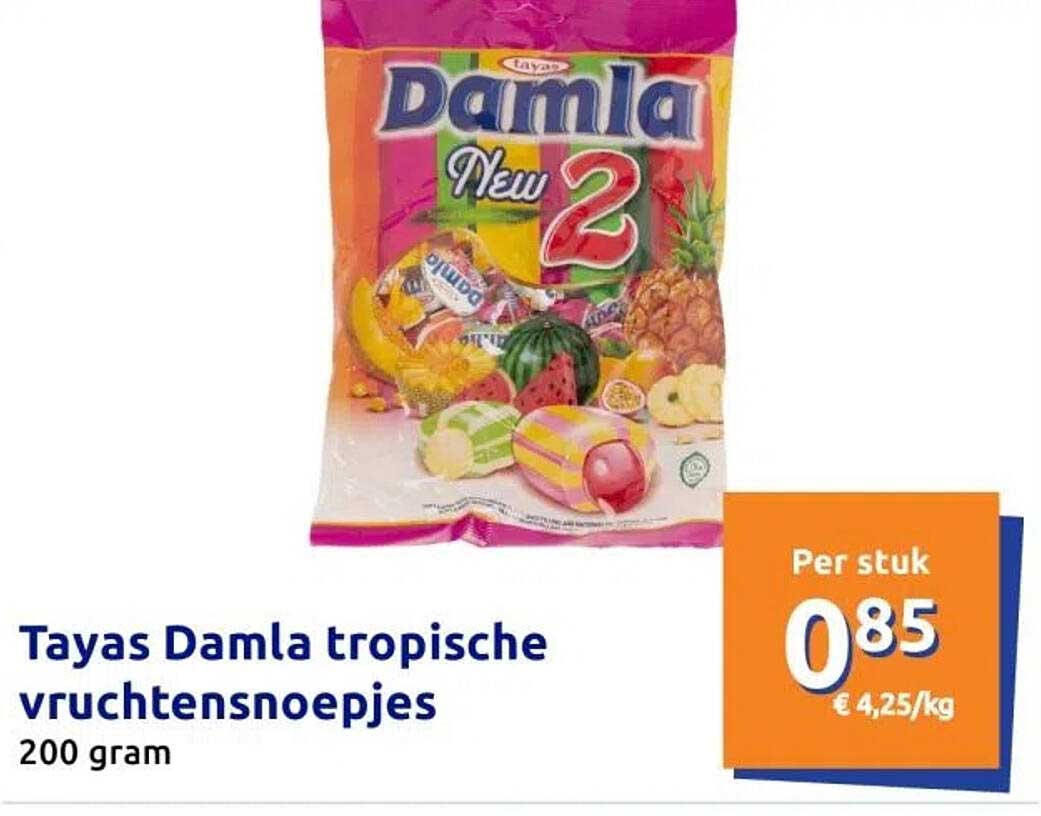 Tayas Damla Tropische Vruchtensnoepjes aanbieding bij Action