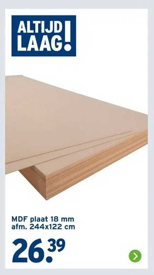 Mdf Plaat 18 Mm Afm. 244X122 Cm aanbieding bij GAMMA