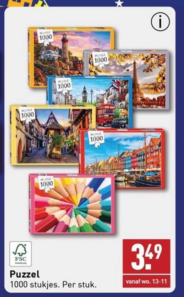Puzzel 1000 Stukjes. Per Stuk. aanbieding bij ALDI