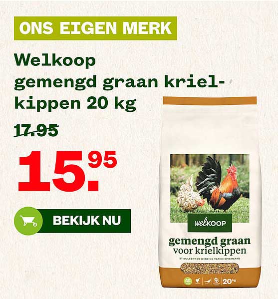 Welkoop Gemengd Graan Kippen 20 Kg Aanbieding bij Welkoop - FolderFeest.nl
