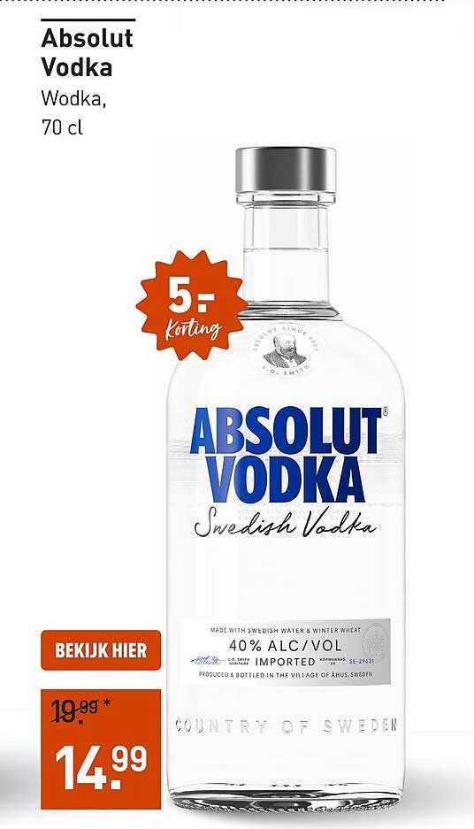 Absolut Vodka Aanbieding bij PLUS - FolderFeest.nl