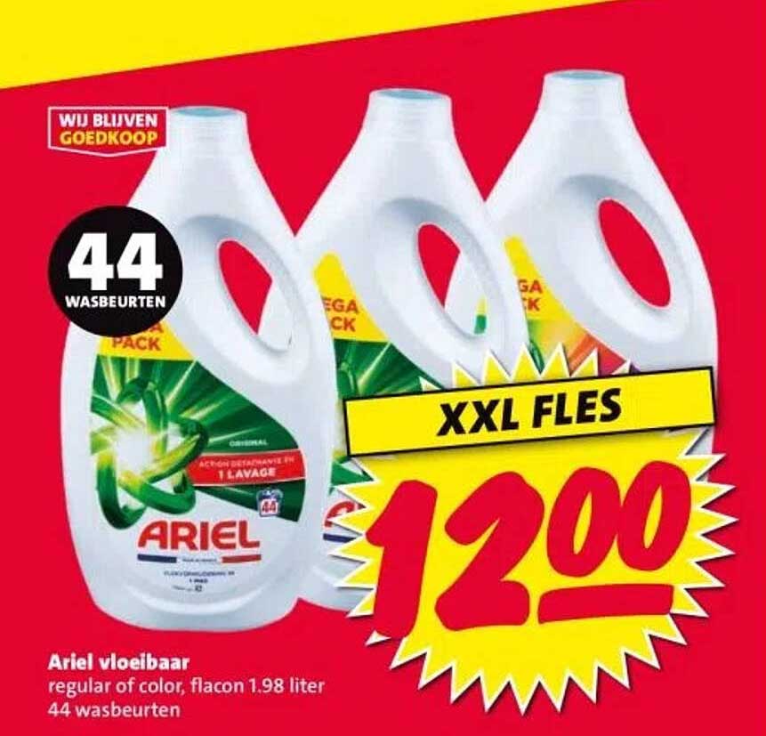 Ariel Vloeibaar Regular Of Color, Flacon 1.98 Liter 44 Wasbeurten ...