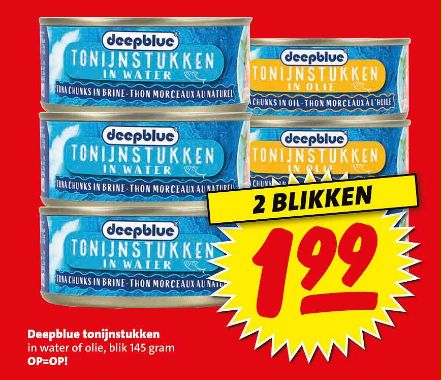 Deepblue Tonijnstukken In Water Of Olie, Blik 145 Gram Op=Op ...