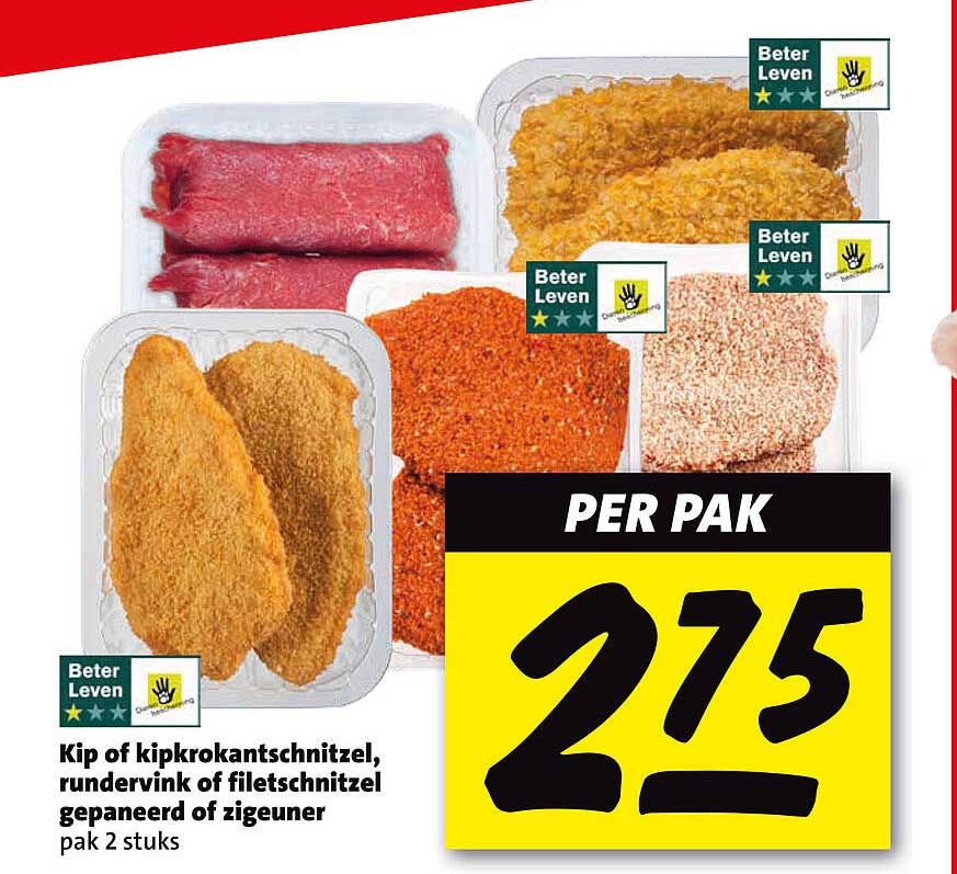 Kip Of Kipkrokantschnitzel, Rundervink Of Filetschnitzel Gepaneerd Of ...