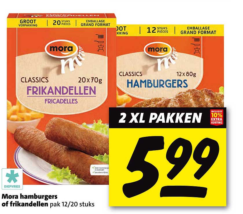 Mora Hamburgers Of Frikandellen Pak 12/20 Stuks Aanbieding bij Boni ...