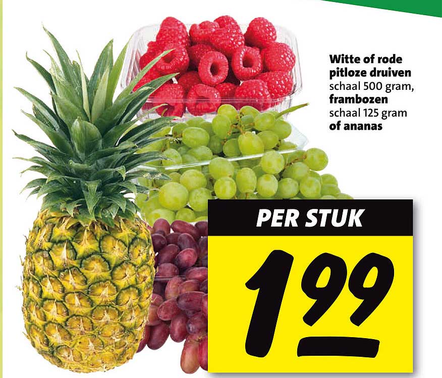 Rode Of Witte Pitloze Druiven Schaal 500 Gram Frambozen Schaal 125 Gram ...