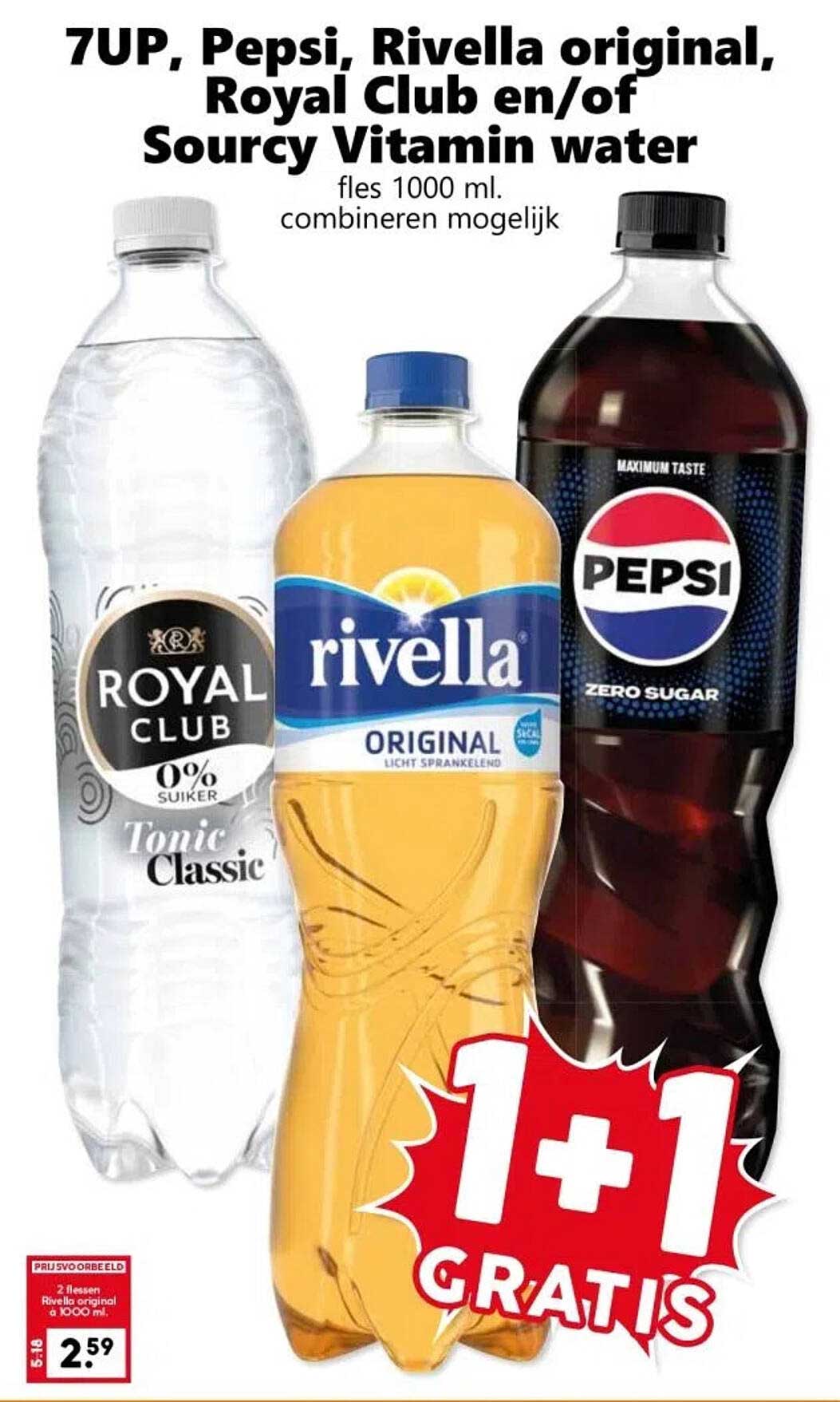 1+1 Gratis 7Up, Pepsi, Rivella Original, Royal Club En/Of Sourcy ...