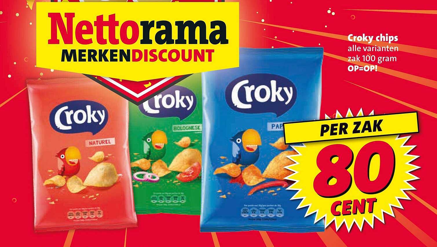 Crocky Chips Alle Varianten Zak 100 Gram Op=Op! Aanbieding bij ...