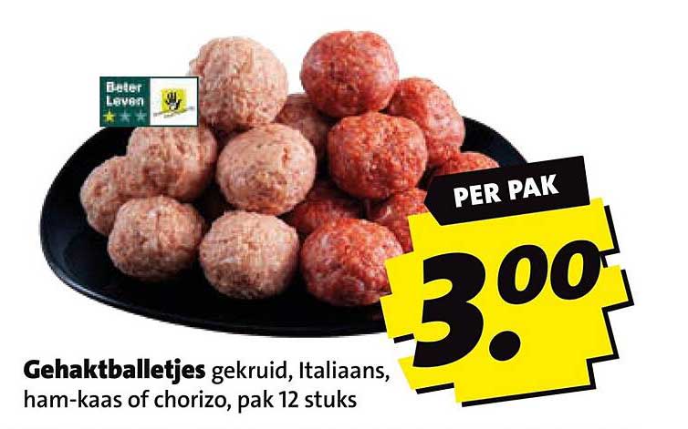 Gehaktballetjes Gekruid, Italiaans, Ham-Kaas Of Chorizo, Pak 12 Stuks ...