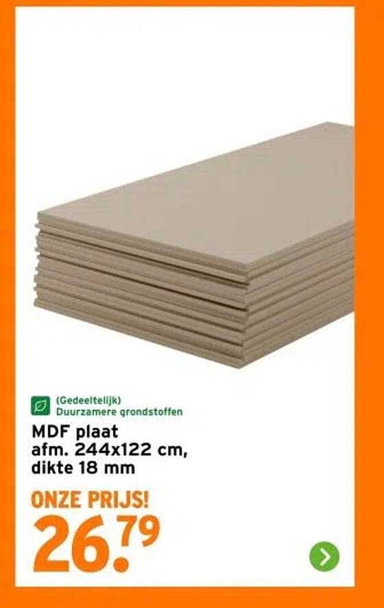 Mdf Plaat Afm. 244X122 Cm, Dikte 18 Mm Aanbieding bij GAMMA ...