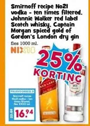 Smirnoff Recipe No2L Vodka - Ten Times Filtered. Johnnie Walker Red ...