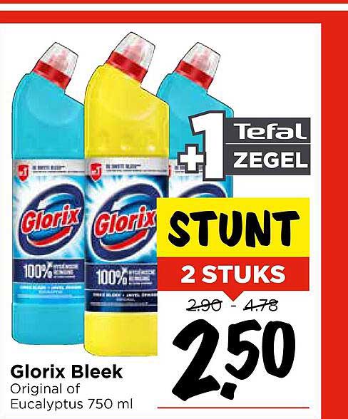 Glorix Bleek Original Of Eucalyptus 750 Ml aanbieding bij Vomar