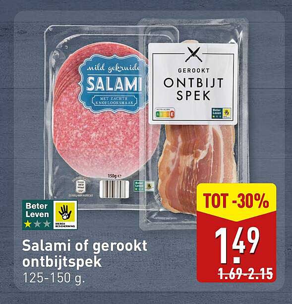 Salami Of Gerookt Ontbijtspek aanbieding bij ALDI
