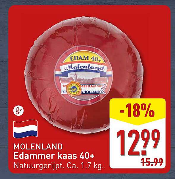 Molenland Edammer Kaas 40+ Aanbieding bij ALDI - FolderFeest.nl