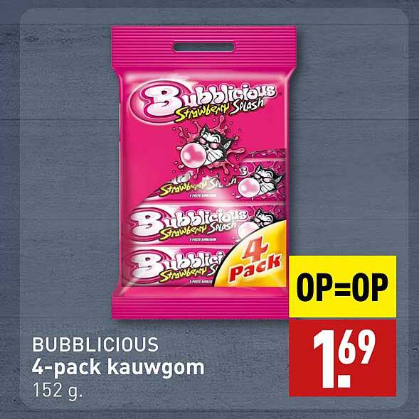 Bubblicious 4-Pack Kauwgom Aanbieding bij ALDI - FolderFeest.nl