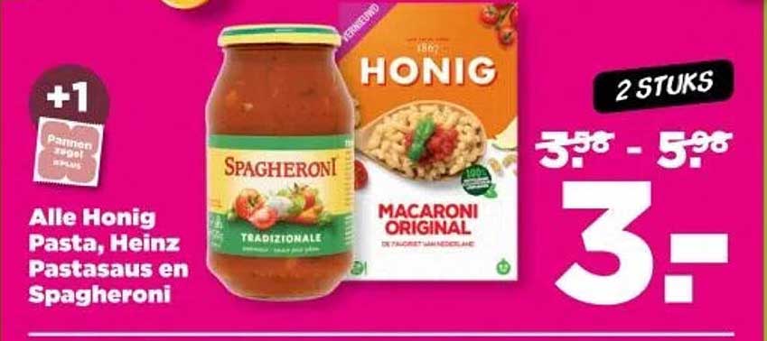 Alle Honig Pasta, Heinz Pastasaus En Spageroni Aanbieding bij PLUS ...