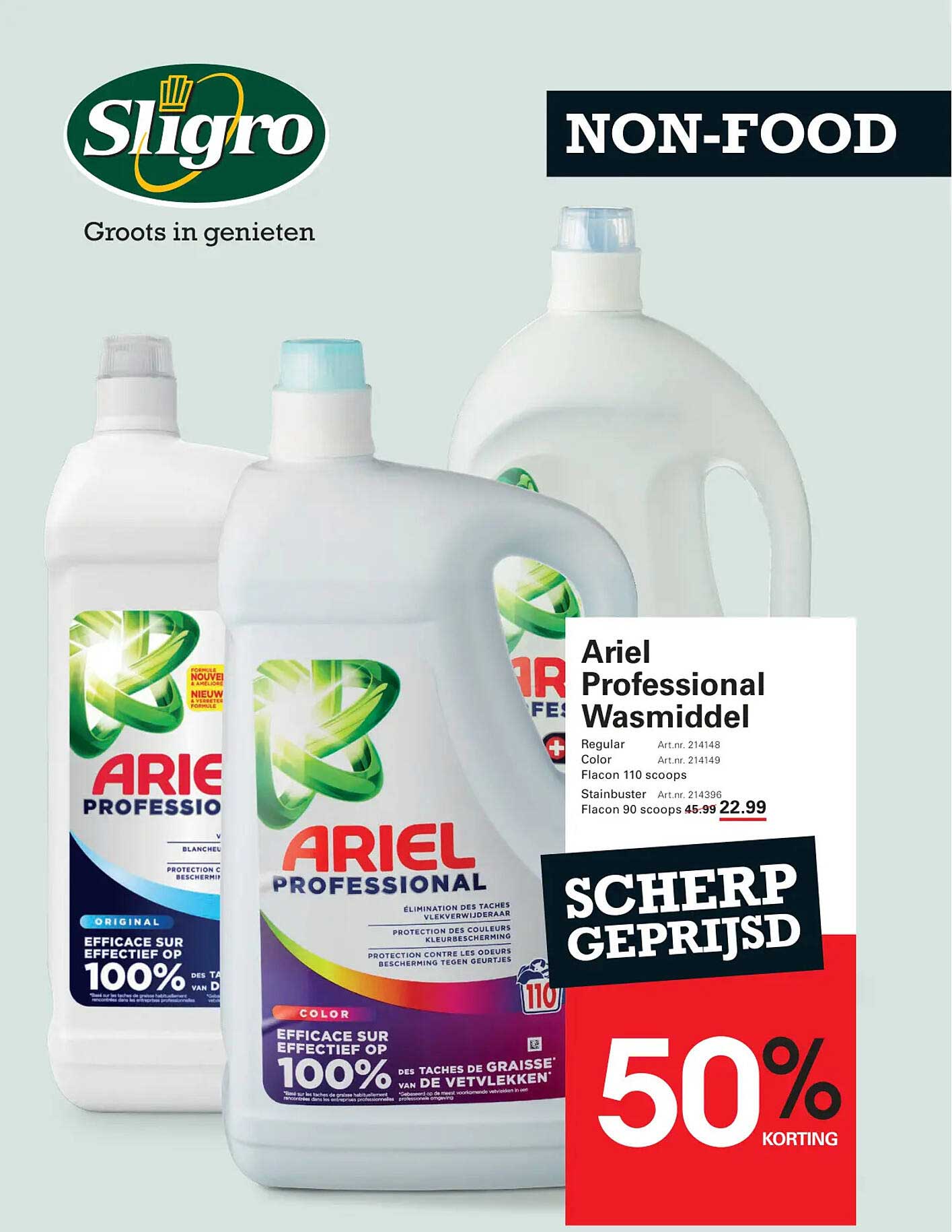Ariel Professional Wasmiddel Aanbieding bij Sligro - FolderFeest.nl
