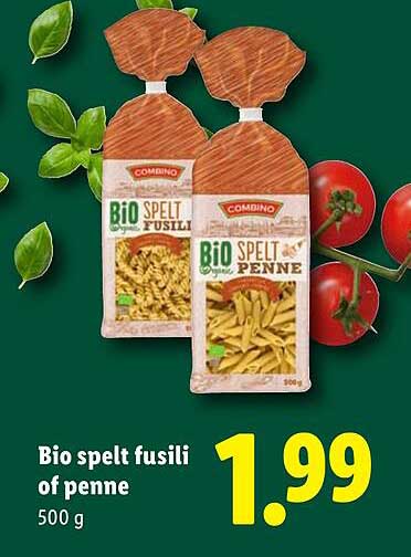 Bio Spelt Fusili Of Penne Aanbieding bij Lidl - FolderFeest.nl