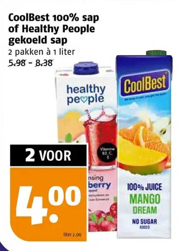 Coolbest 100% Sap Of Healthy People Gekoeld Sap Aanbieding bij Poiesz ...