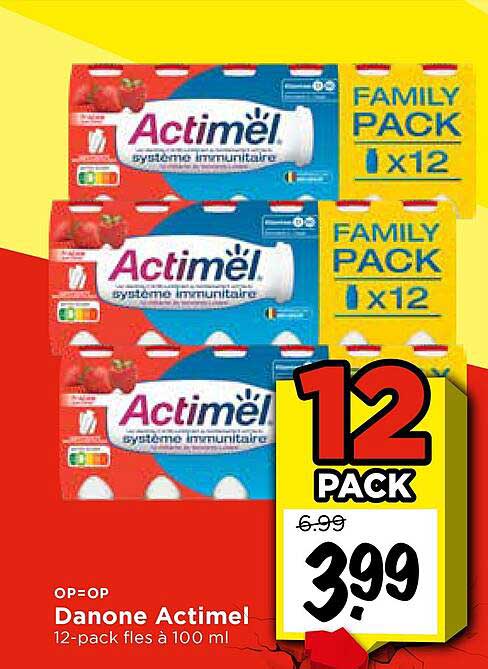 Danone Actimel 12-Pack Flessen À 100 Ml Aanbieding bij Vomar ...