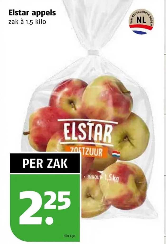 Elstar Appels Zak À 1.5 Kilo Aanbieding bij Poiesz - FolderFeest.nl
