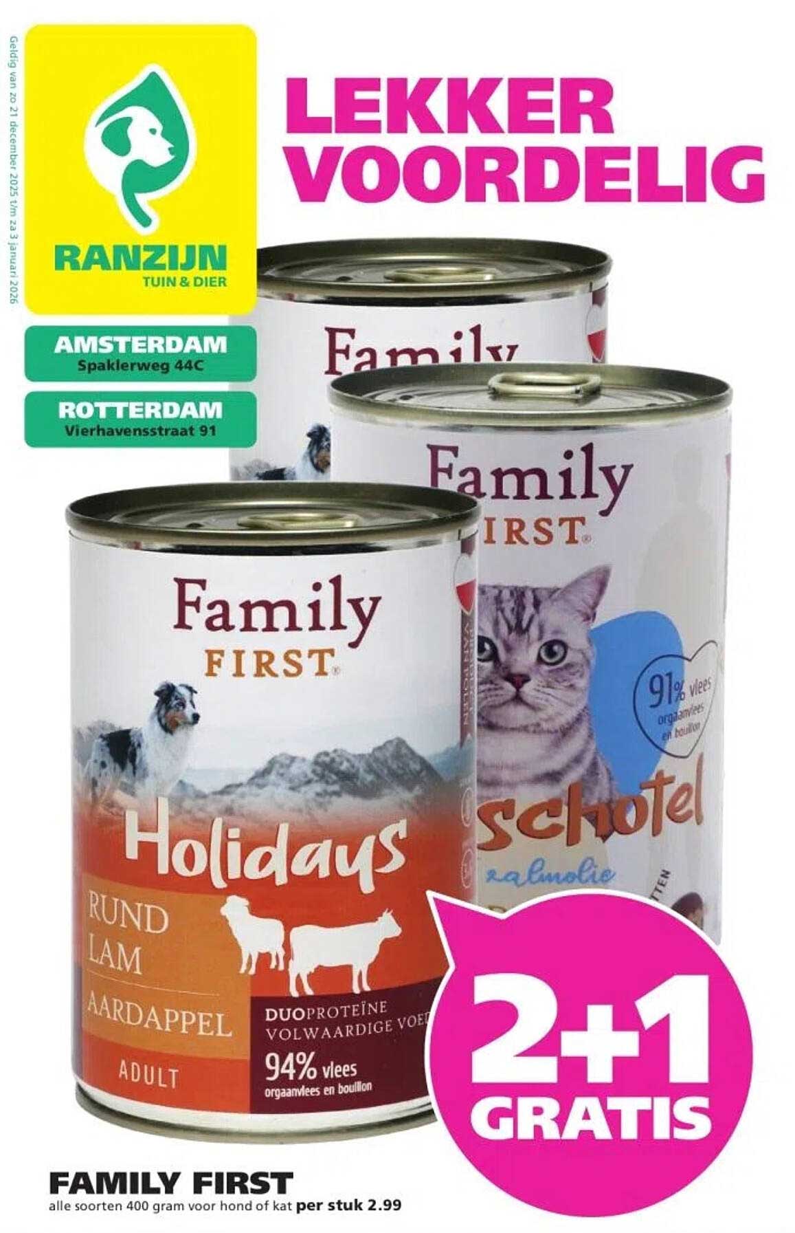 Family First Alle Soorten 400 Gram Hond Of Kat Aanbieding bij Ranzijn ...