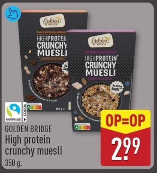 High Protein Crunchy Muesli Aanbieding bij ALDI - FolderFeest.nl