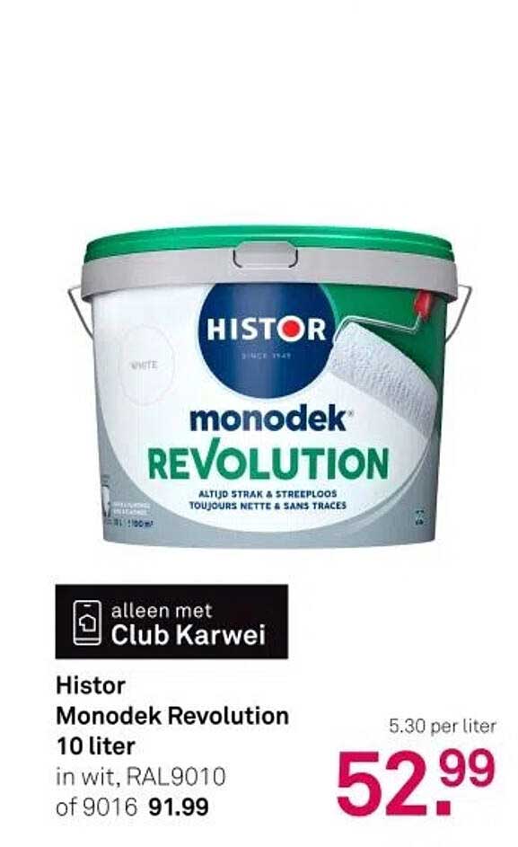 Histor Monodek Revolution 10 Liter In Wit, Ral9010 Of 9016 Aanbieding ...