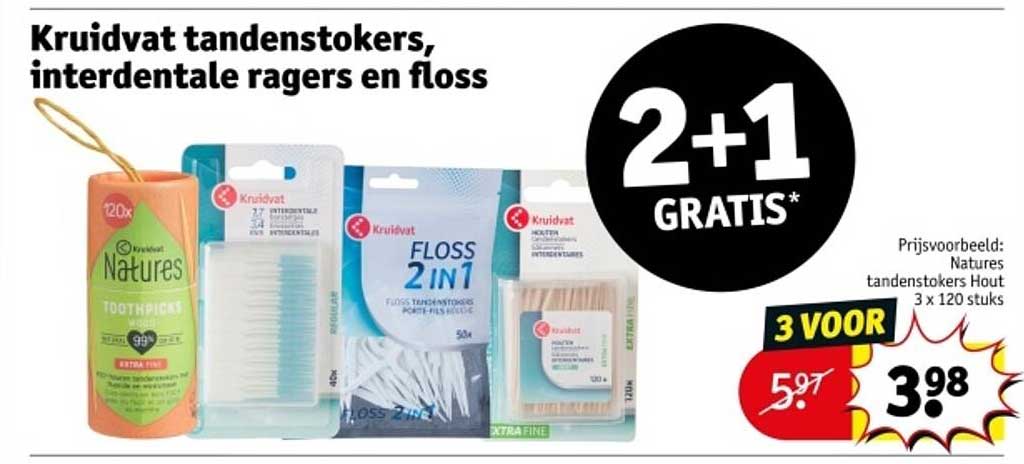 Kruidvat Tandenstokers, Interdentalen Ragers En Floss Aanbieding bij ...
