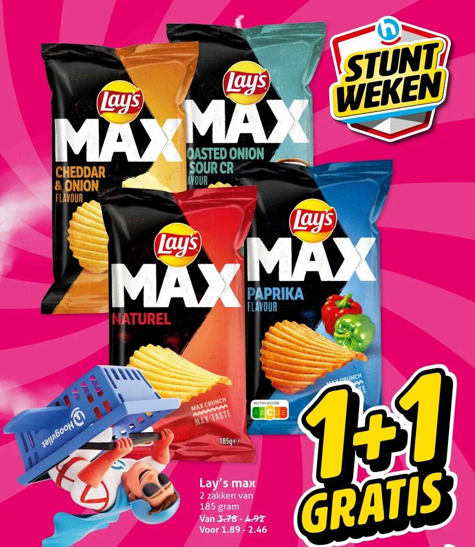 Lay's Max 2 Zakken Van 185 Gram Aanbieding bij Hoogvliet - FolderFeest.nl