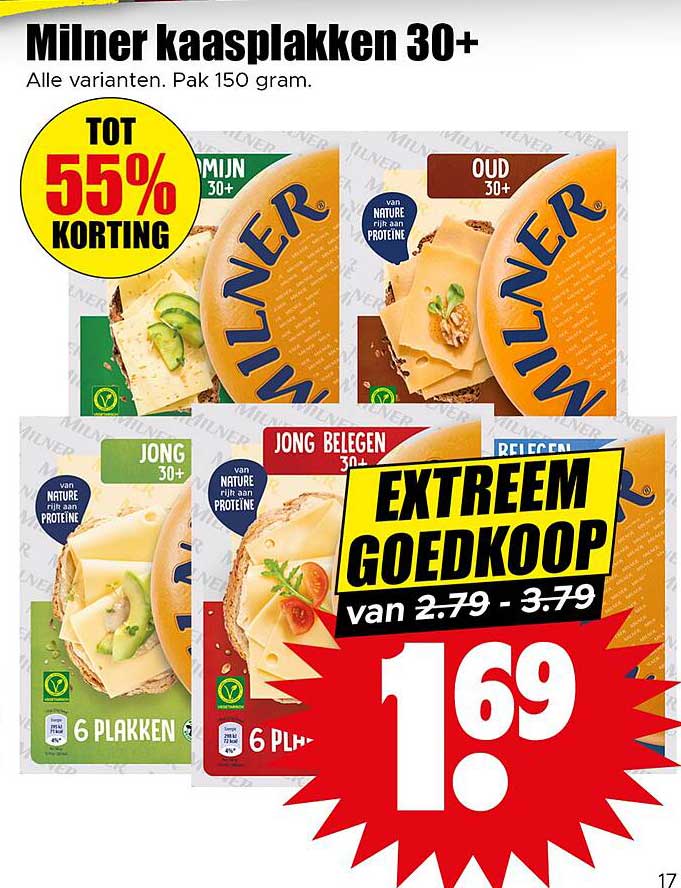 Milner Kaasplakken 30+ Aanbieding bij Dirk - FolderFeest.nl