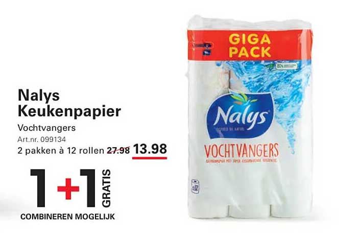 Nalys Keukenpapier Vochtvangers Pak 12 Rollen Aanbieding bij Vomar ...