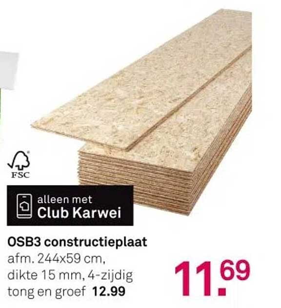Osb3 Constructieplaat Afm. 244X59 Cm, Dikte 15 Mm, 4-Zijdig Tong En ...