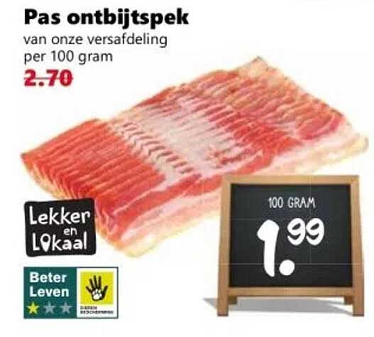 Pas Ontbijtspek Van Onze Versafdeling Per 100 Gram Aanbieding bij Coop ...