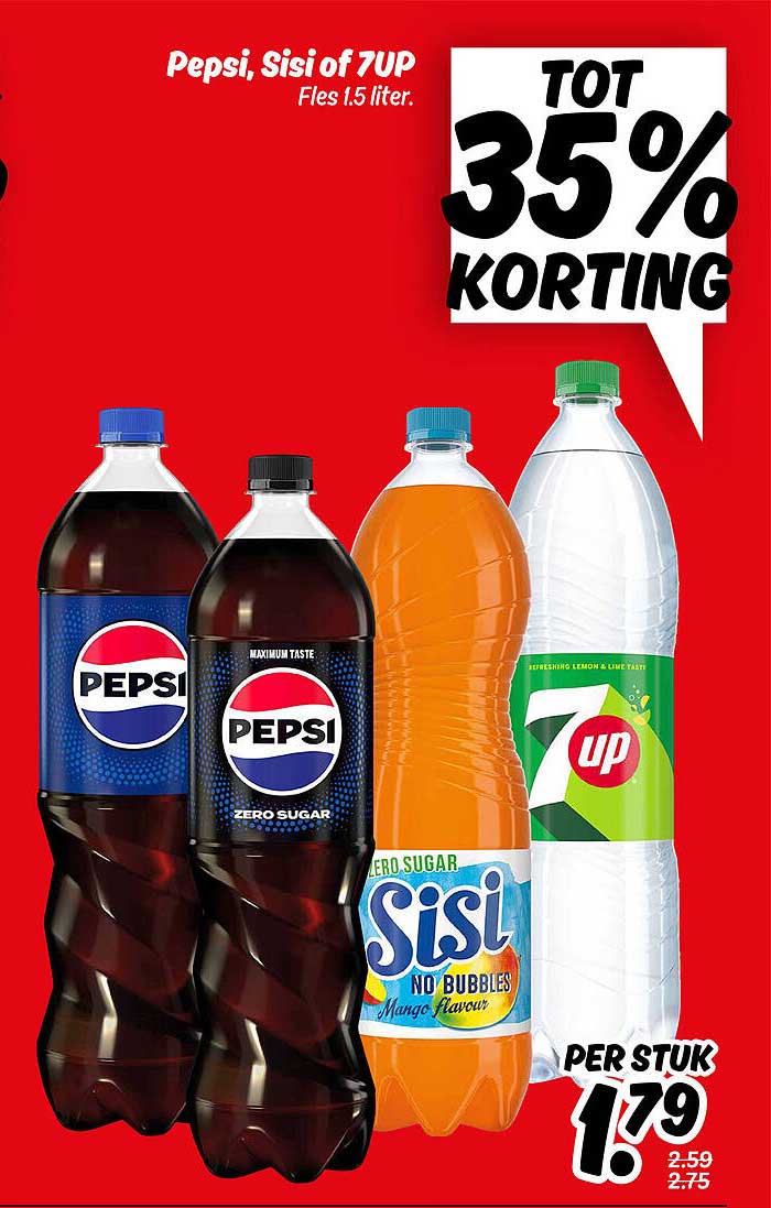 Pepsi, Sisi Of 7Up Fles 1.5 Liter. Aanbieding bij Dekamarkt ...