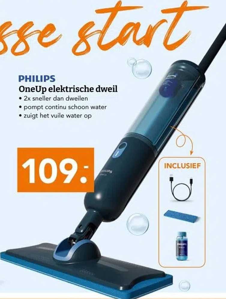 Philips Oneup Elektrische Dweil Aanbieding bij Blokker - FolderFeest.nl