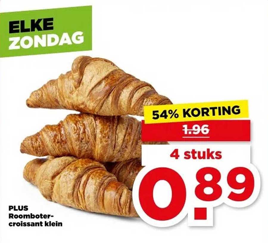 Plus Roomboter-Croissant Klein Aanbieding bij PLUS - FolderFeest.nl