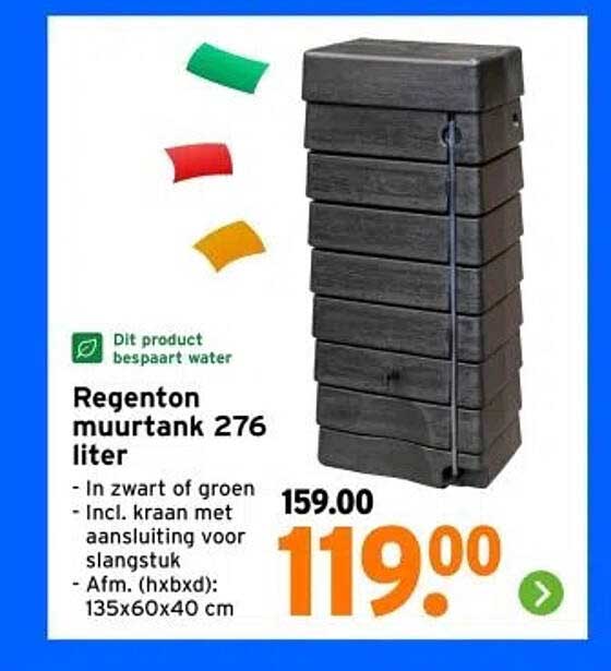 Regenton Muurtank 276 Liter Aanbieding bij GAMMA - FolderFeest.nl