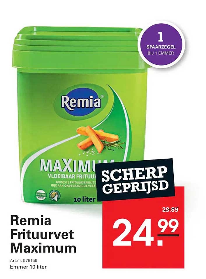 Remia Frituurvet Maximum Aanbieding bij Sligro - FolderFeest.nl