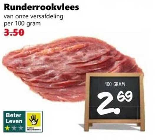 Runderrookvlees Van Onze Versafdeling Per 100 Gram Aanbieding bij Coop ...
