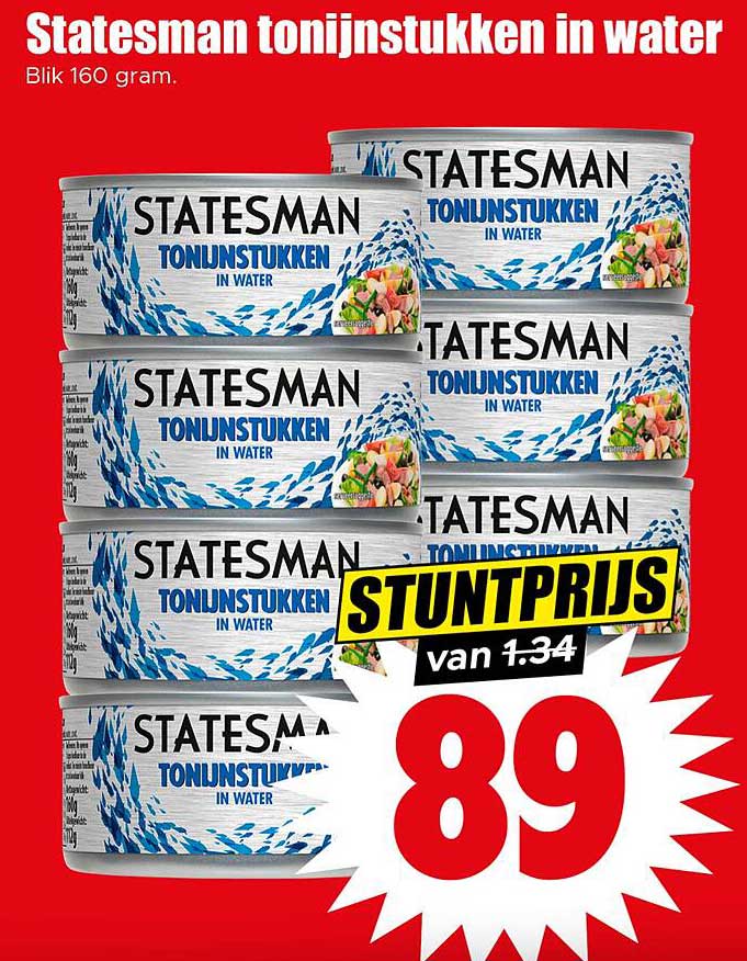 Statesman Tonijnstukken In Water Aanbieding bij Dirk - FolderFeest.nl