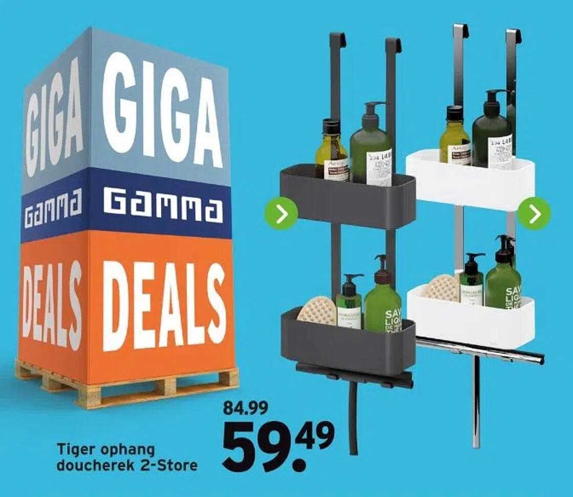 Tiger Ophang Doucherek 2-Store Aanbieding bij GAMMA - FolderFeest.nl