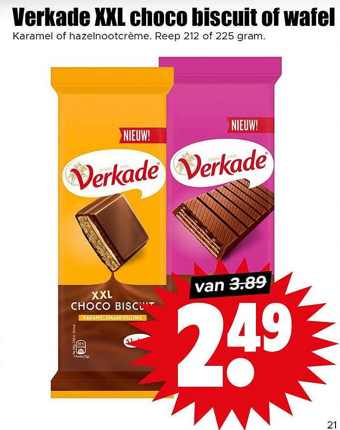 Verkade Xxl Choco Biscuit Of Wafel Aanbieding bij Dirk - FolderFeest.nl