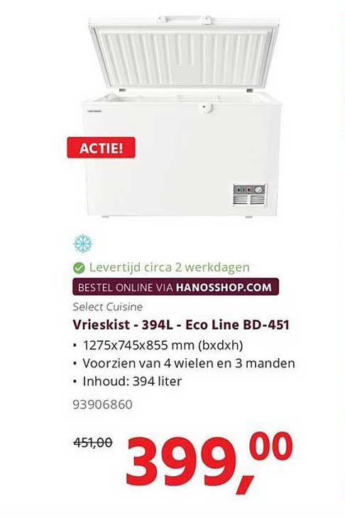 Vrieskist - 394L - Eco Line Bd-451 Aanbieding bij HANOS - FolderFeest.nl