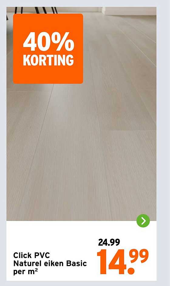 Click Pvc Naturel Eiken Basic Per M² Aanbieding bij GAMMA - FolderFeest.nl