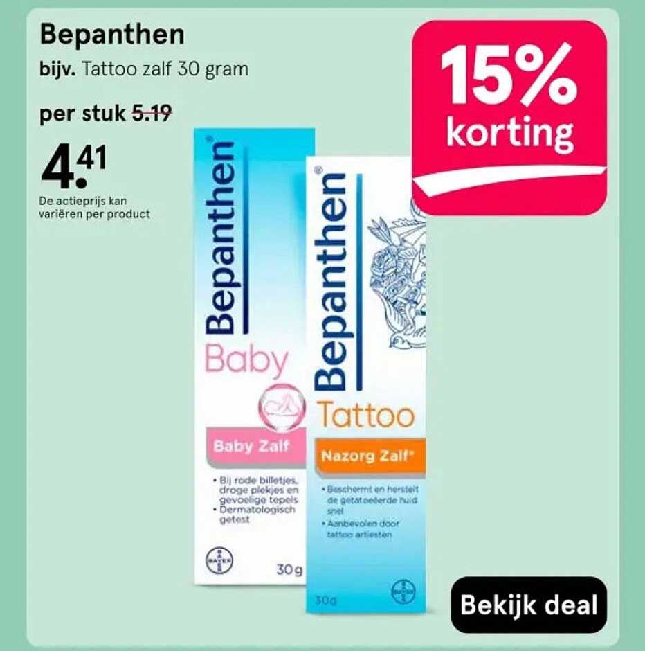 Bepanthen Tattoo Zalf 30 Gram aanbieding bij Etos
