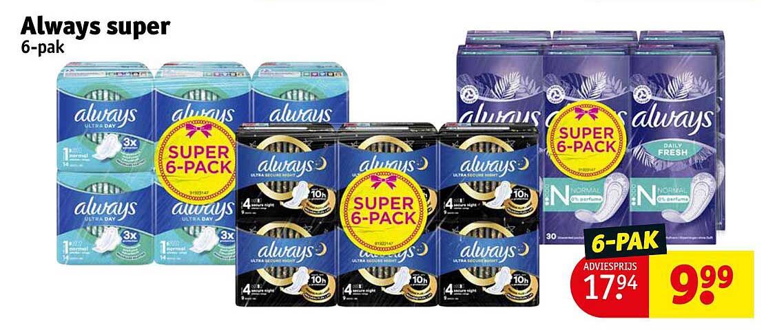 Always Super 6-Pak Aanbieding bij Kruidvat - FolderFeest.nl
