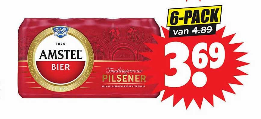 Amstel Bier Traditioneel Pilsener 6-Pack aanbieding bij Dirk